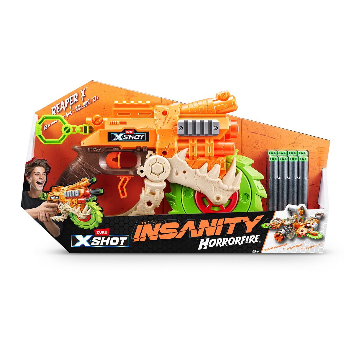 Zuru XSHOT Insanity Horrorfire Reaper X Dart Blaster 36730 Age- 8 Year ...